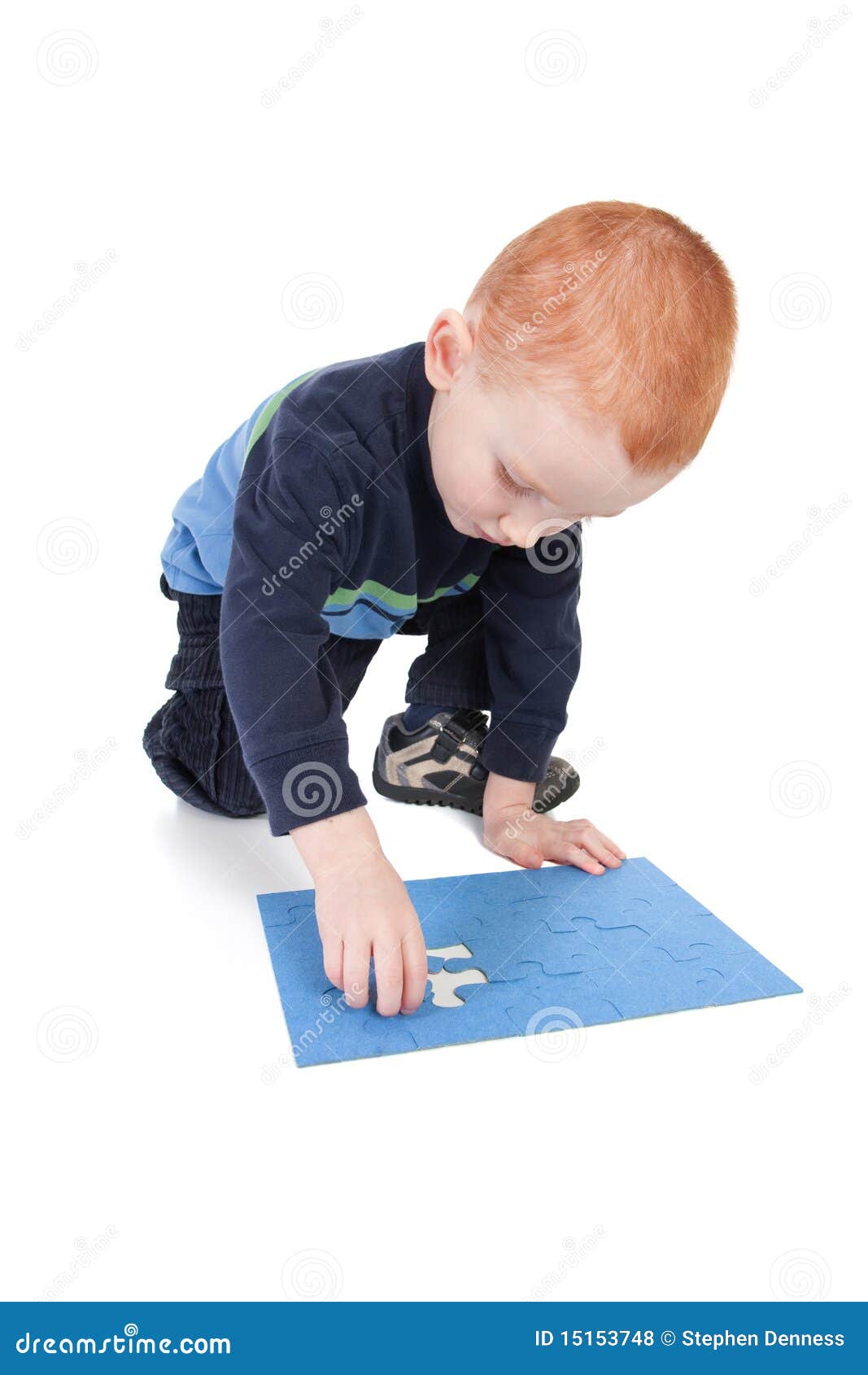 Kid Finishing Puzzle with Last and Final Piece Stock Photo - Image of ...