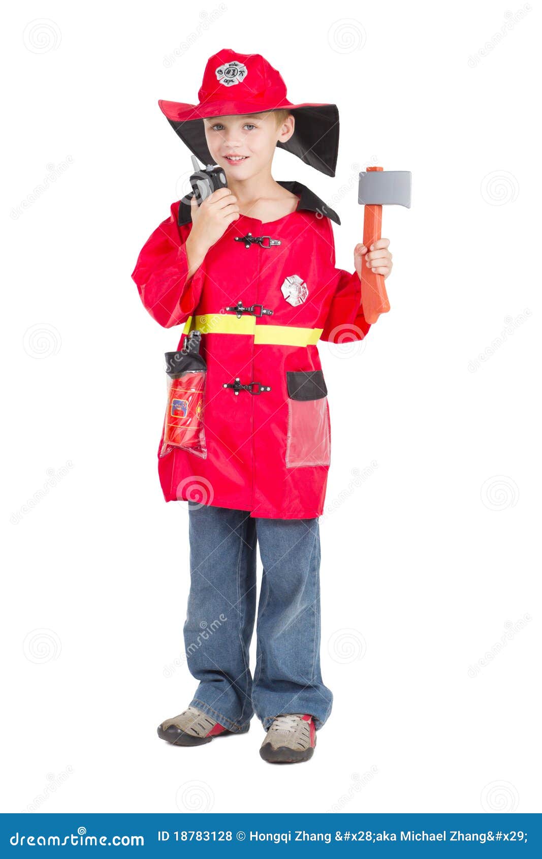 Kid firefighter stock photo. Image of full, costume, play - 18783128