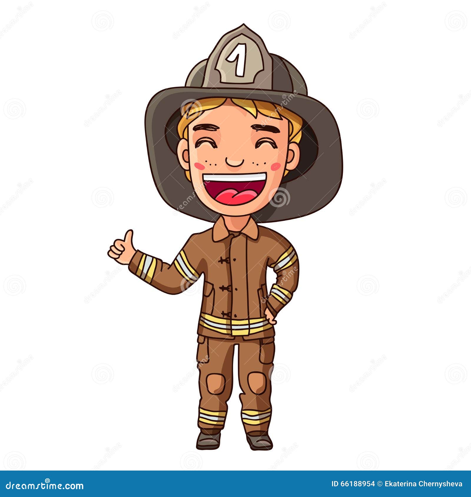 Kid in a fireman suit stock vector. Illustration of background - 66188954