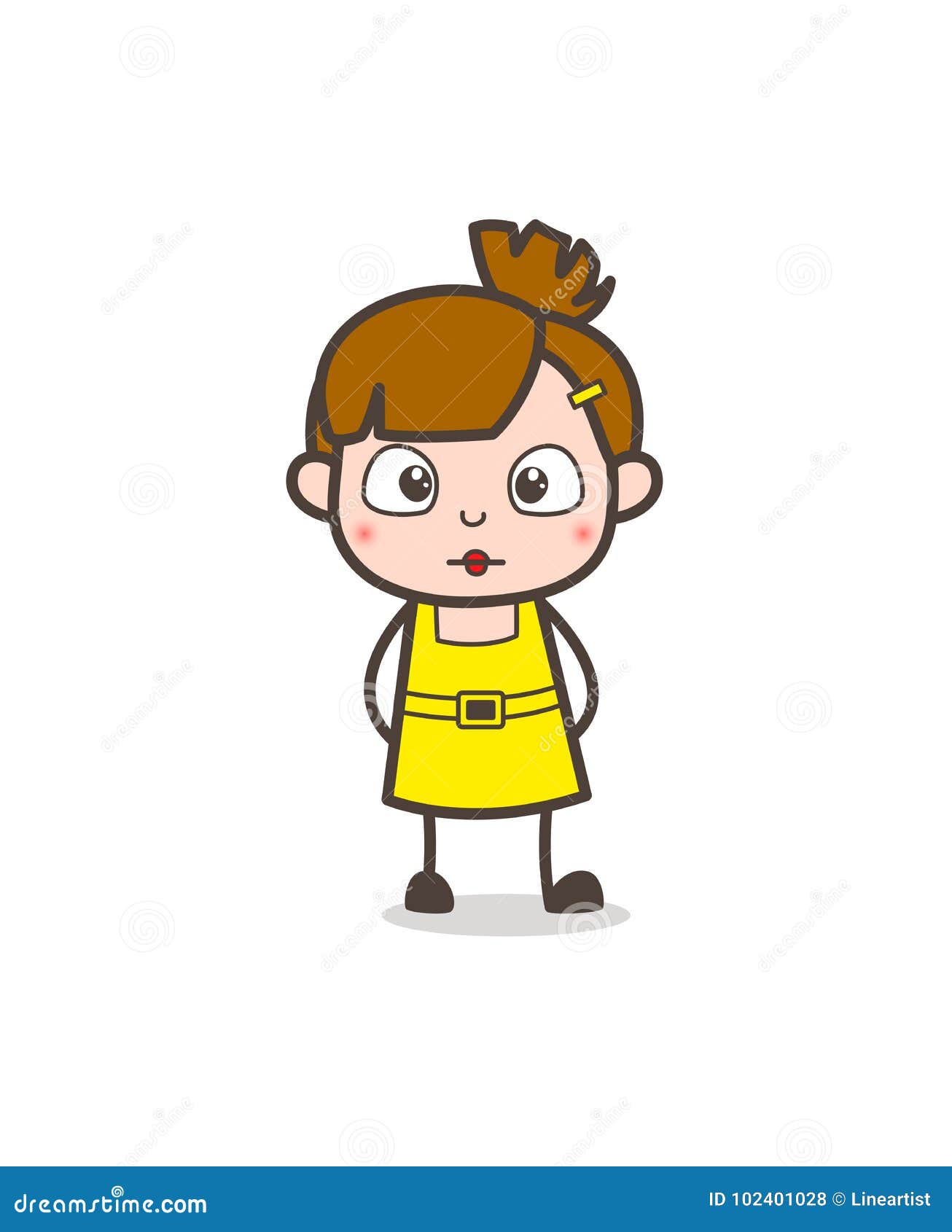Kid Flushed Face - Cute Cartoon Girl Vector Stock Illustration ...