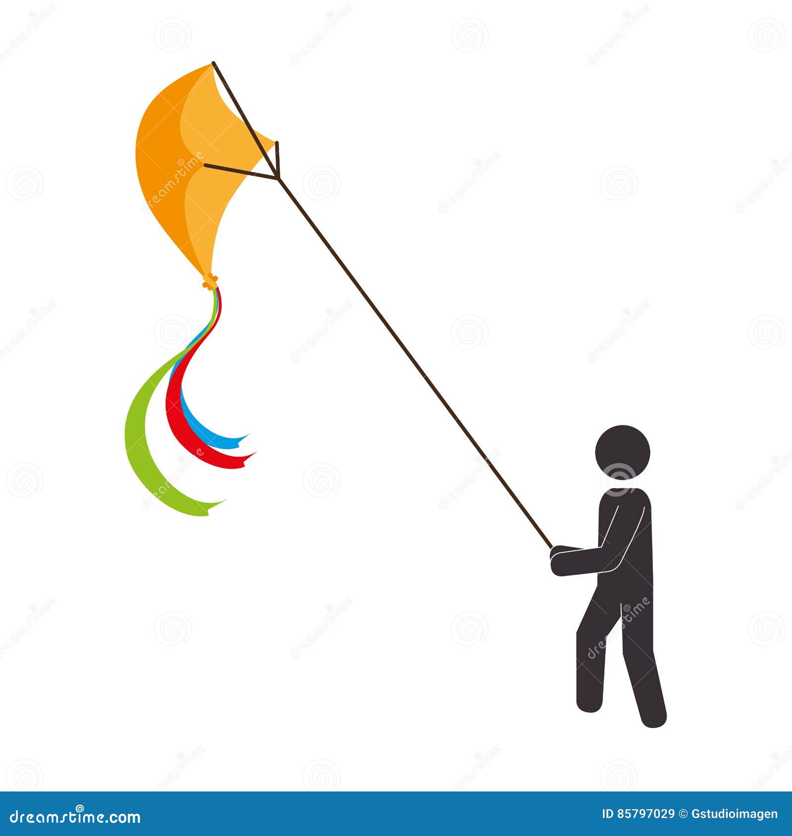 Kid flying kite icon stock vector. Illustration of isolated - 85797029