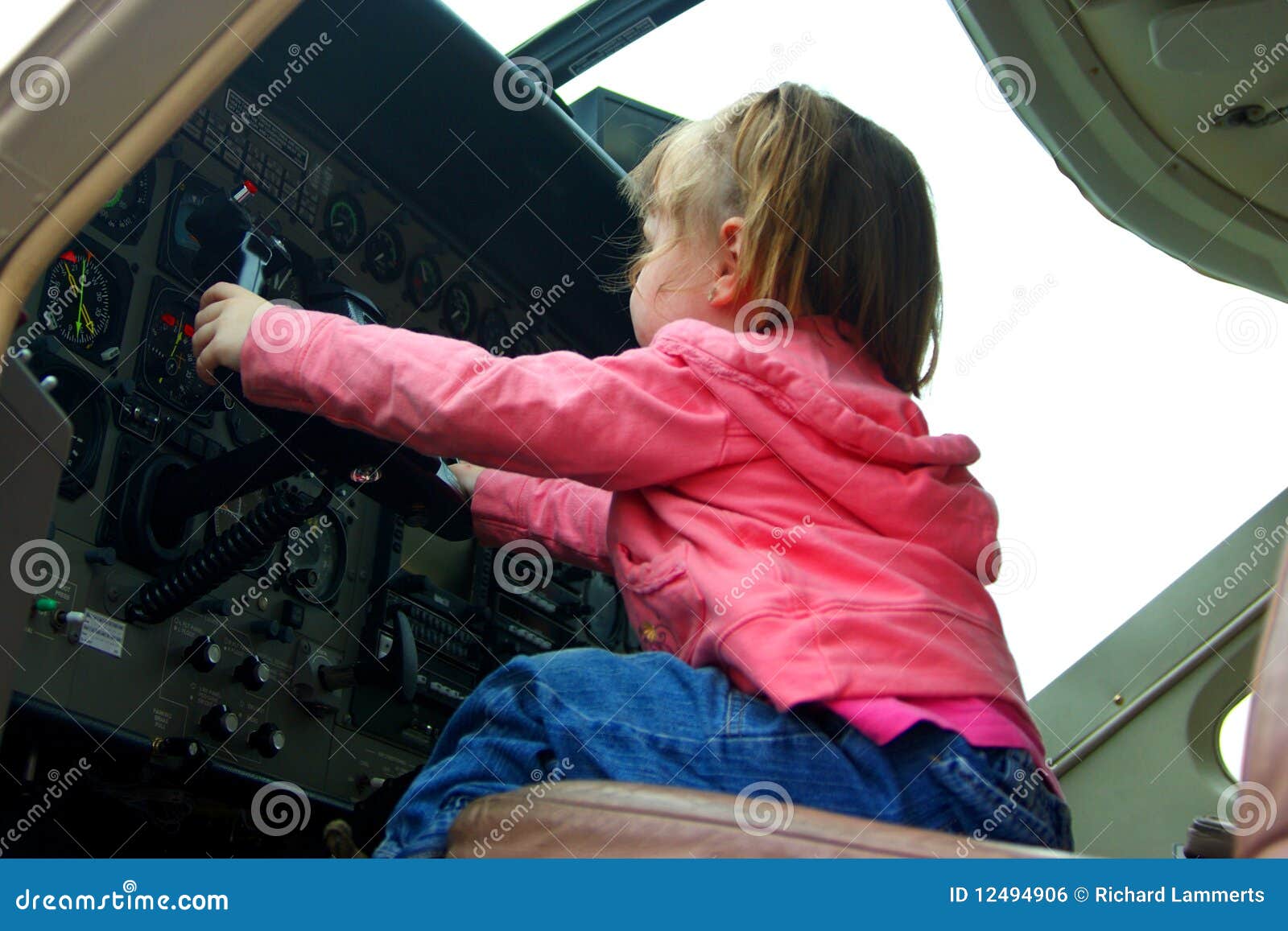 Kid flying the plane stock photo. Image of instruments - 12494906