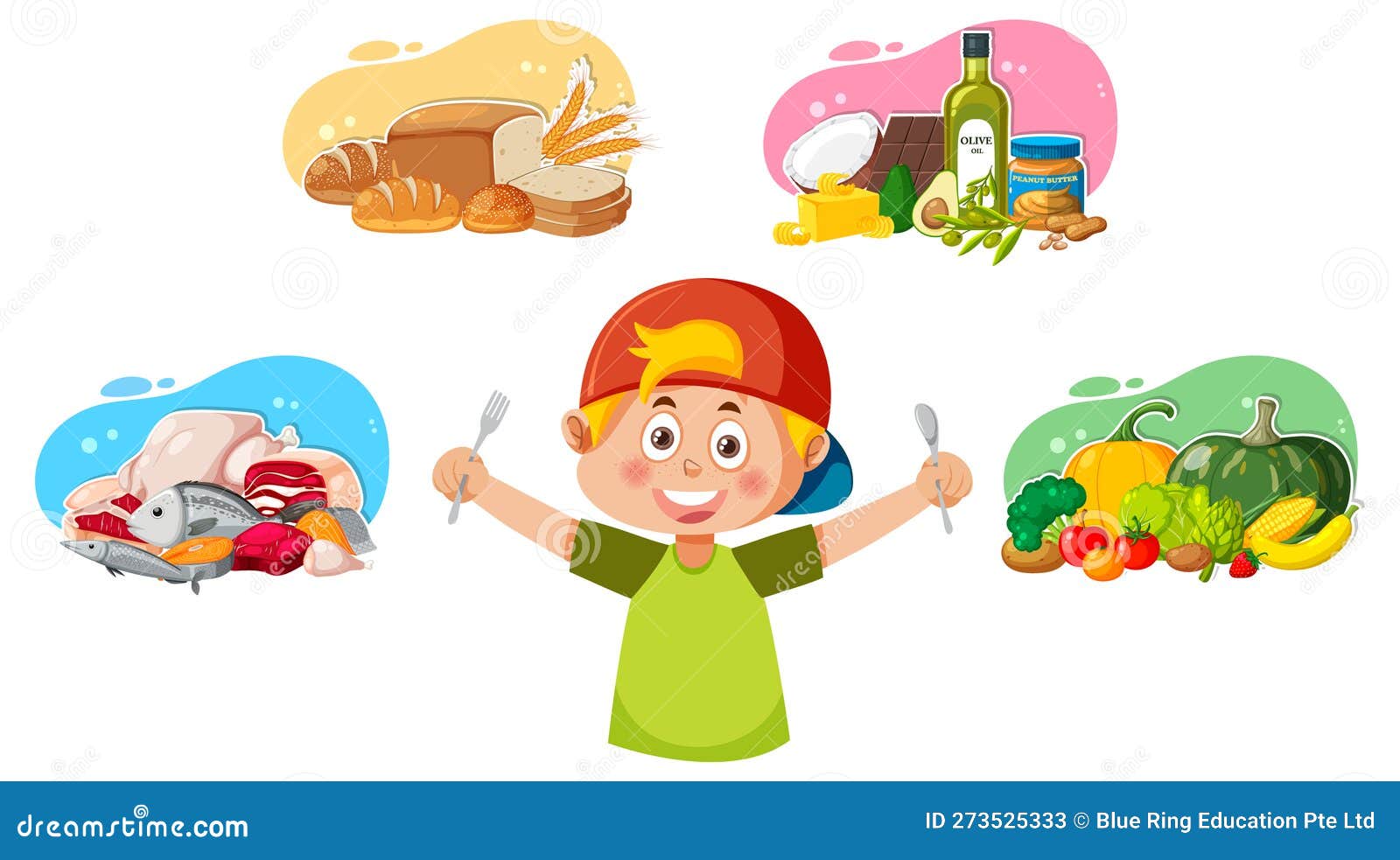 Kid with food group stock vector. Illustration of girl - 273525333