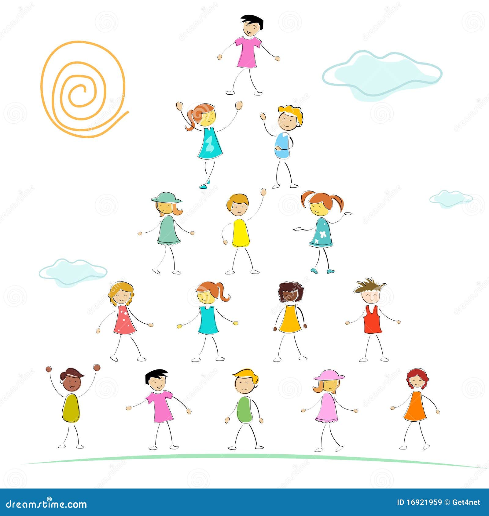 Kid forming a pyramid stock illustration. Illustration of clip - 16921959