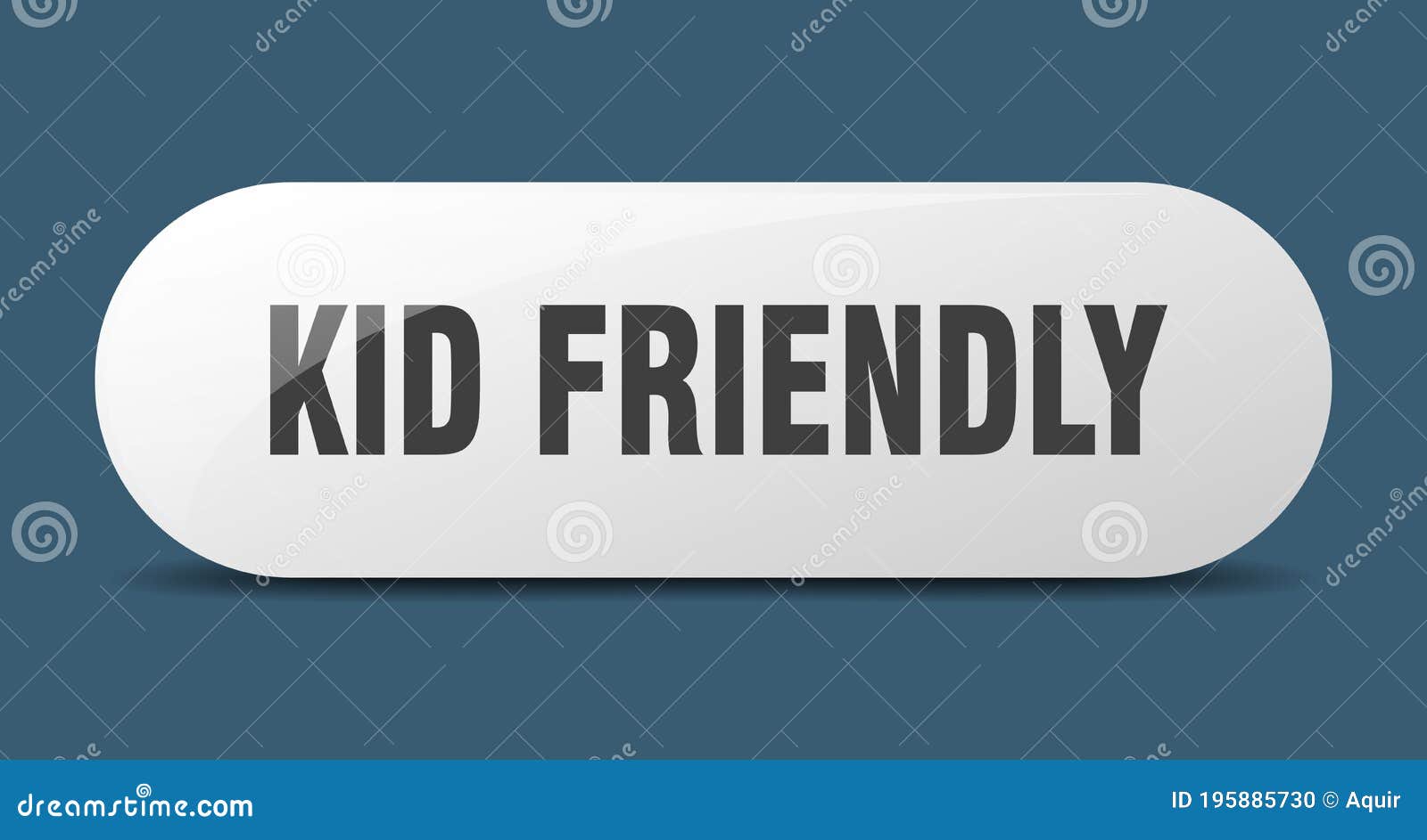 Kid Friendly Button. Sticker. Banner. Rounded Glass Sign Stock Vector ...