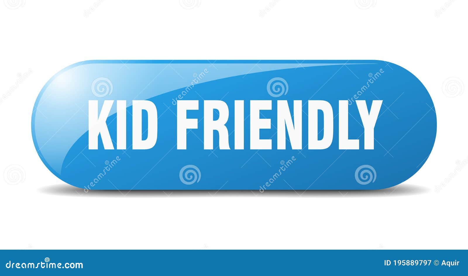 Kid Friendly Button. Sticker. Banner. Rounded Glass Sign Stock Vector ...