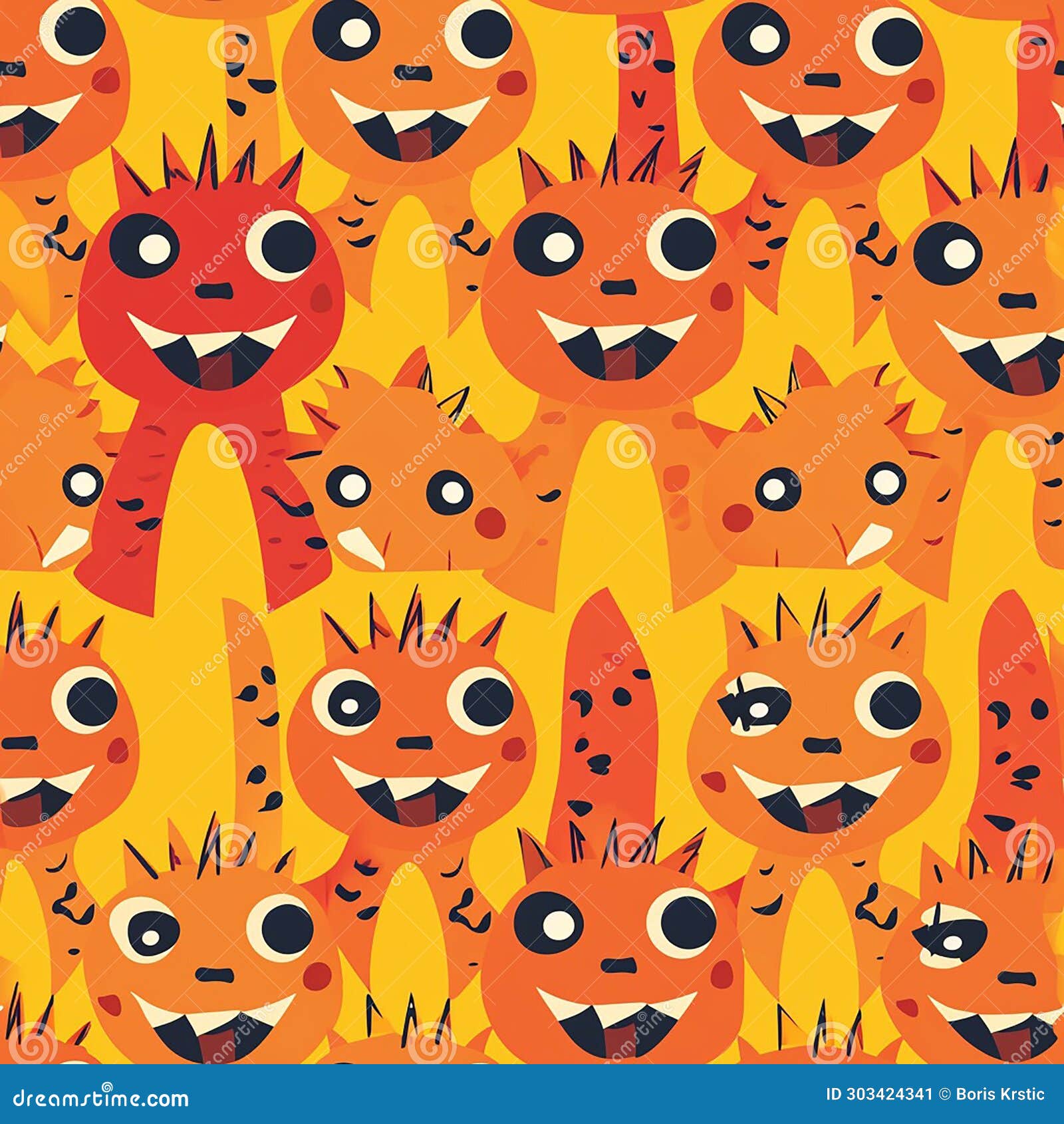 Kid-Friendly Smiling Dragon Face Seamless Pattern Stock Illustration ...