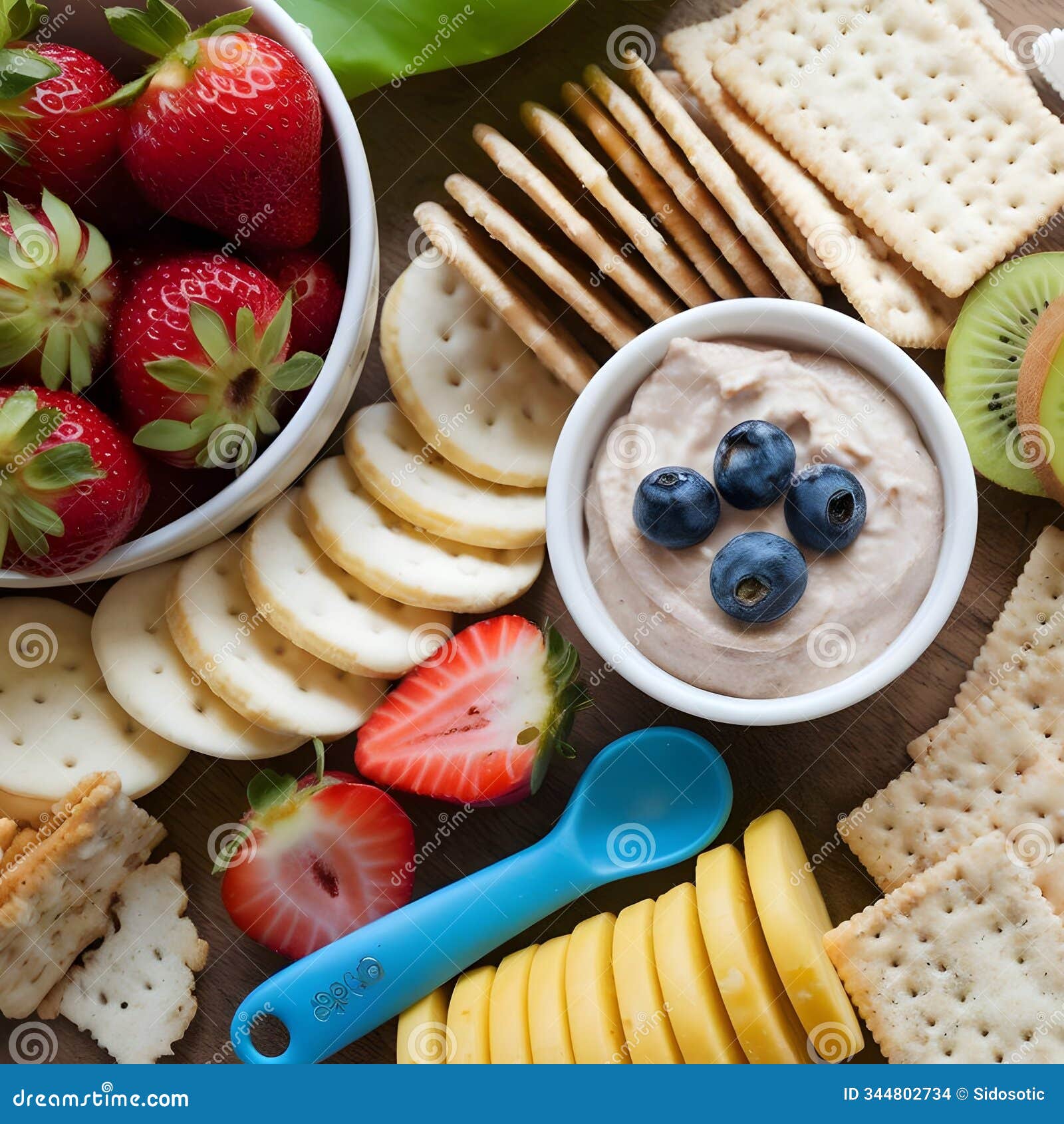 Kid-Friendly Snack Spread with Healthy Options Stock Illustration ...