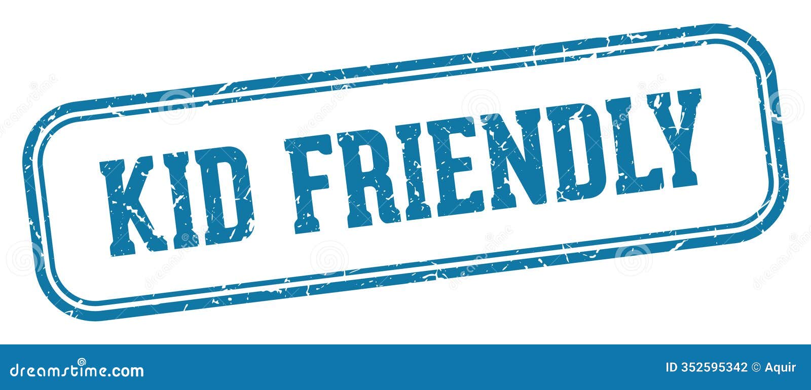 Kid Friendly Stamp. Kid Friendly Rectangular Stamp on White Background ...