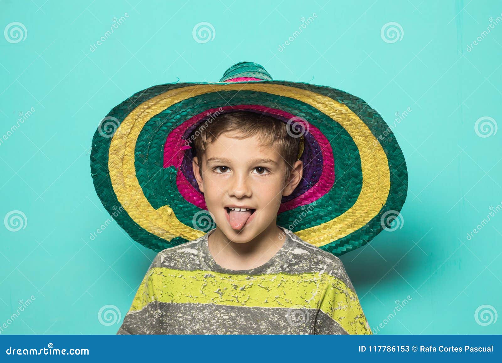 Child with a Mexican hat stock image. Image of cloth - 117786153