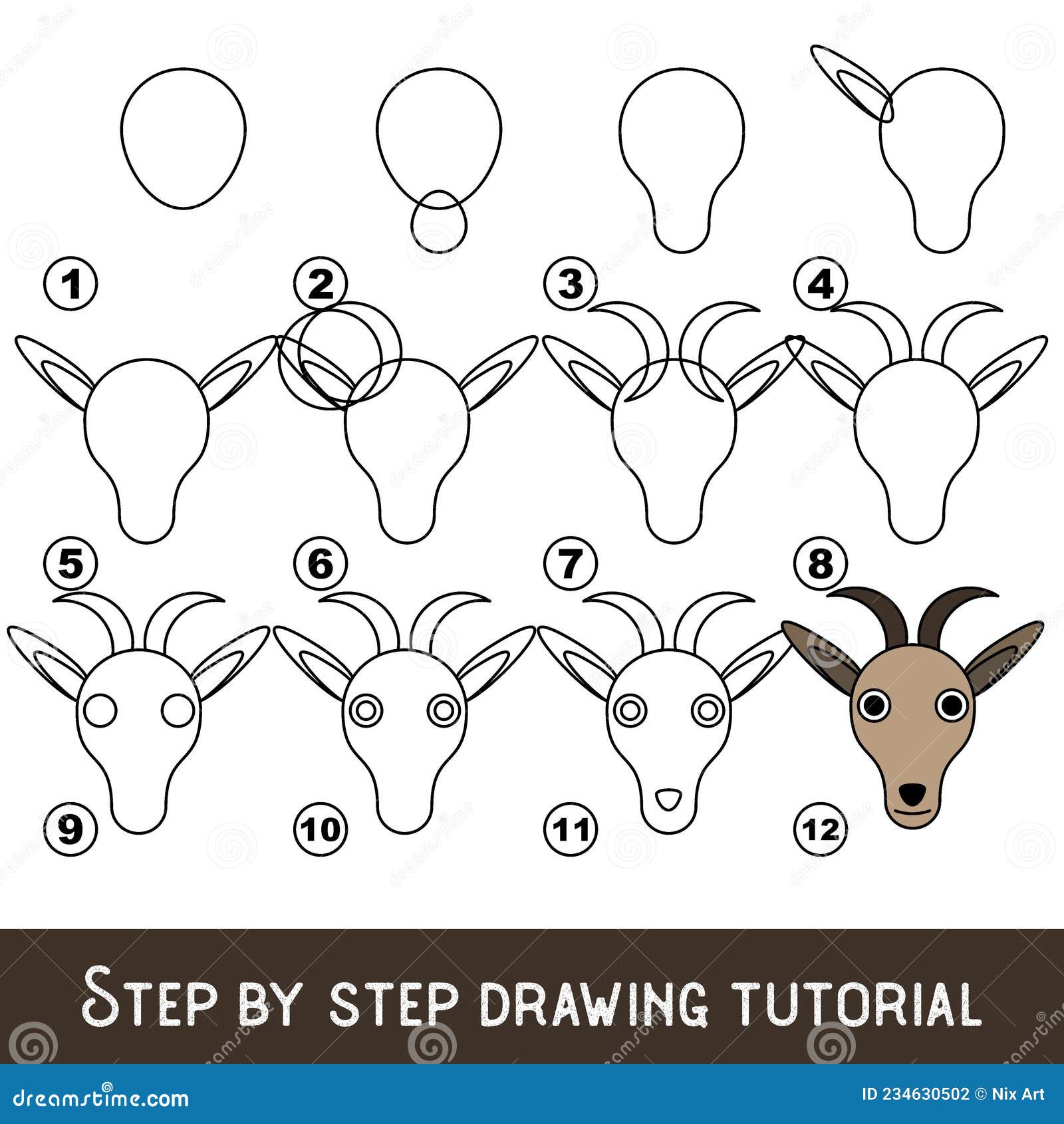 Goat Head Drawing For Kids