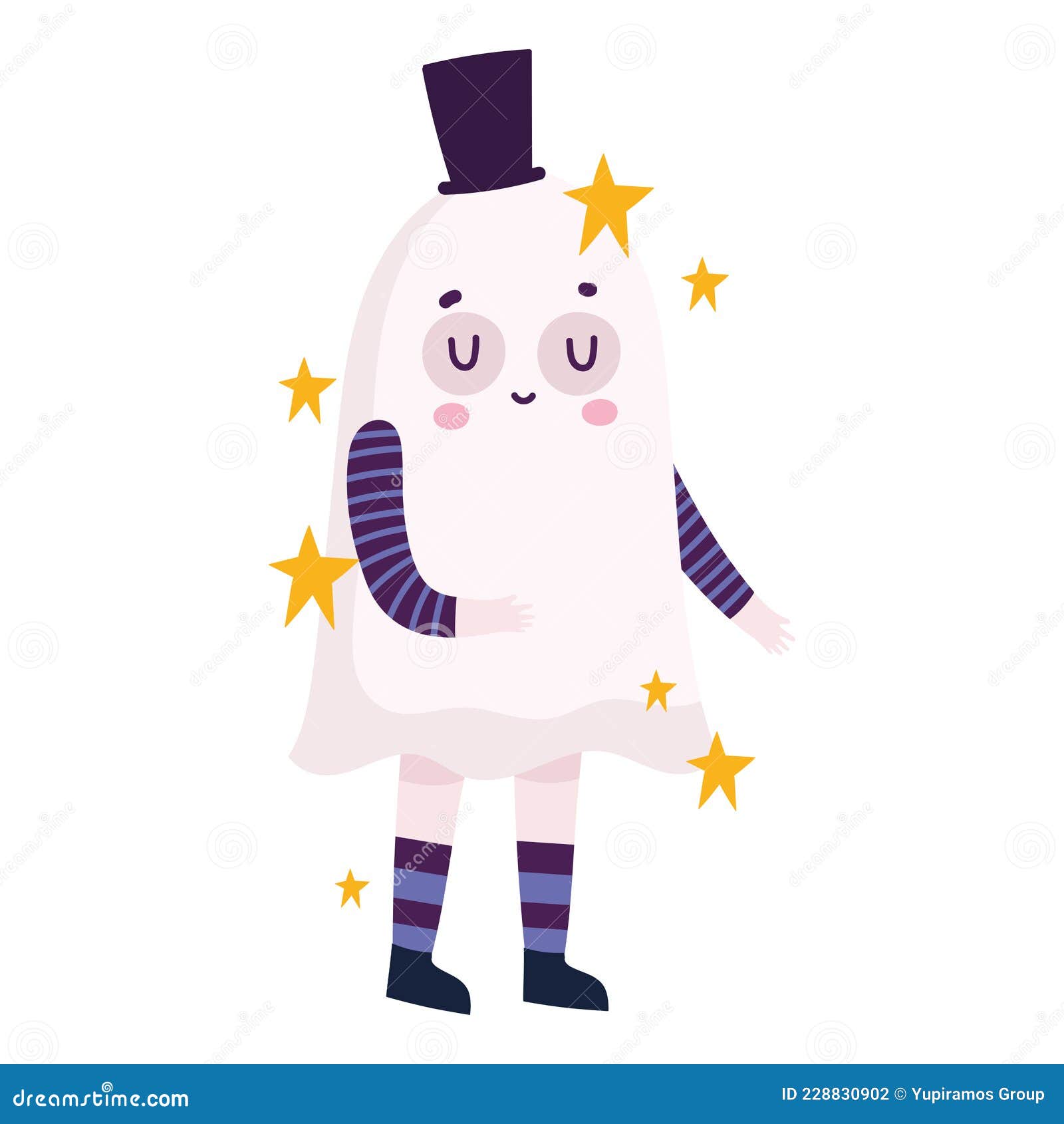 Kid in ghost costume stock vector. Illustration of play - 228830902