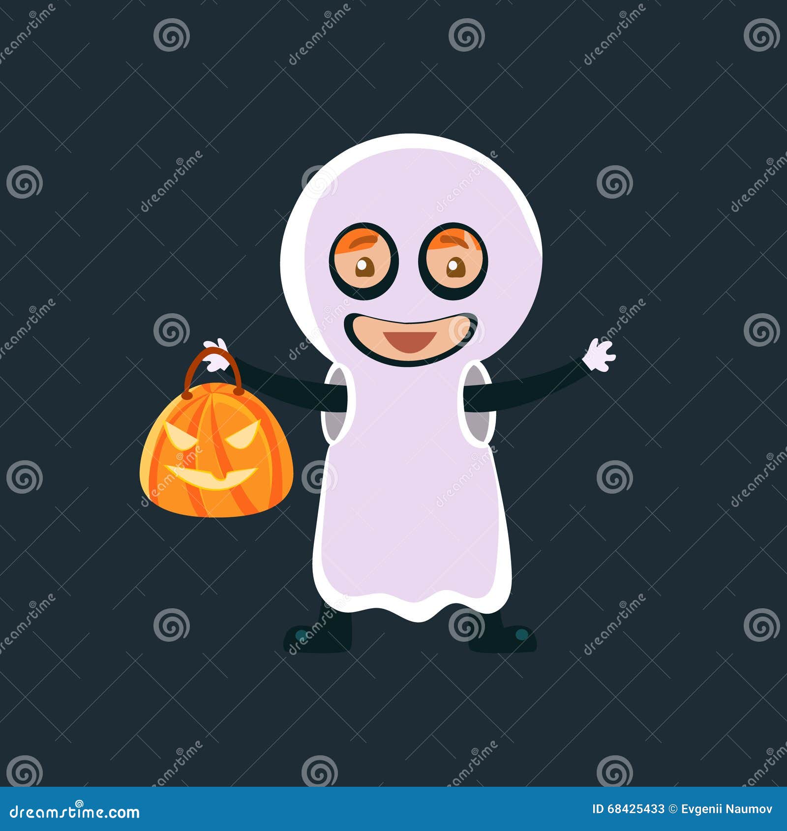 Kid In Ghost Disguise Cartoon Vector | CartoonDealer.com #68425433