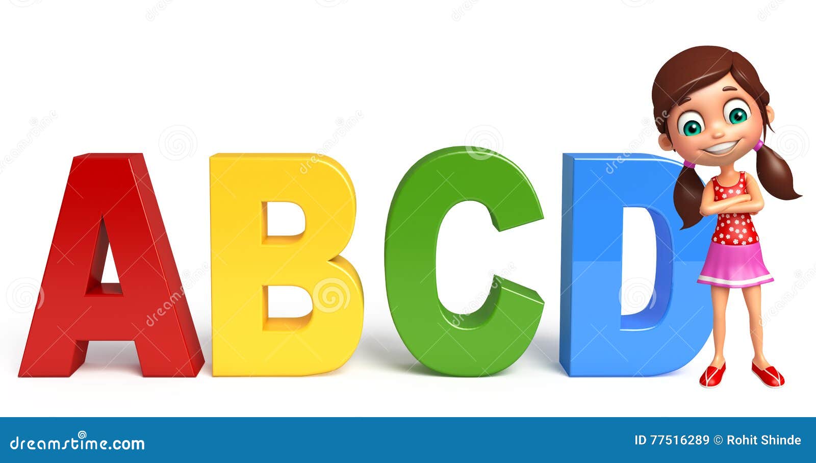 Kid Girl With Abcd Sign & Book Stock Illustration | CartoonDealer.com ...