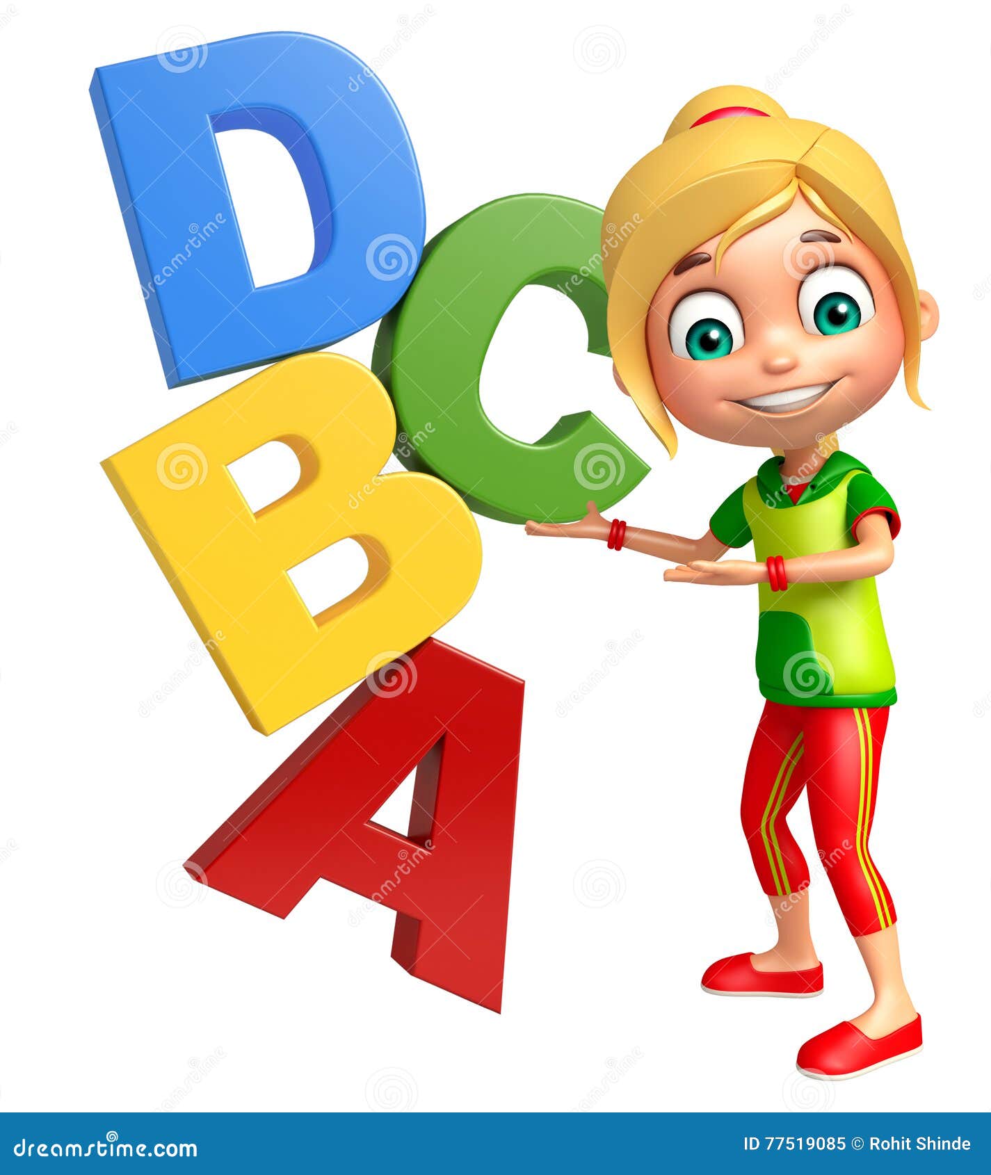 Kid Girl With Abcd Sign Royalty-Free Illustration | CartoonDealer.com ...