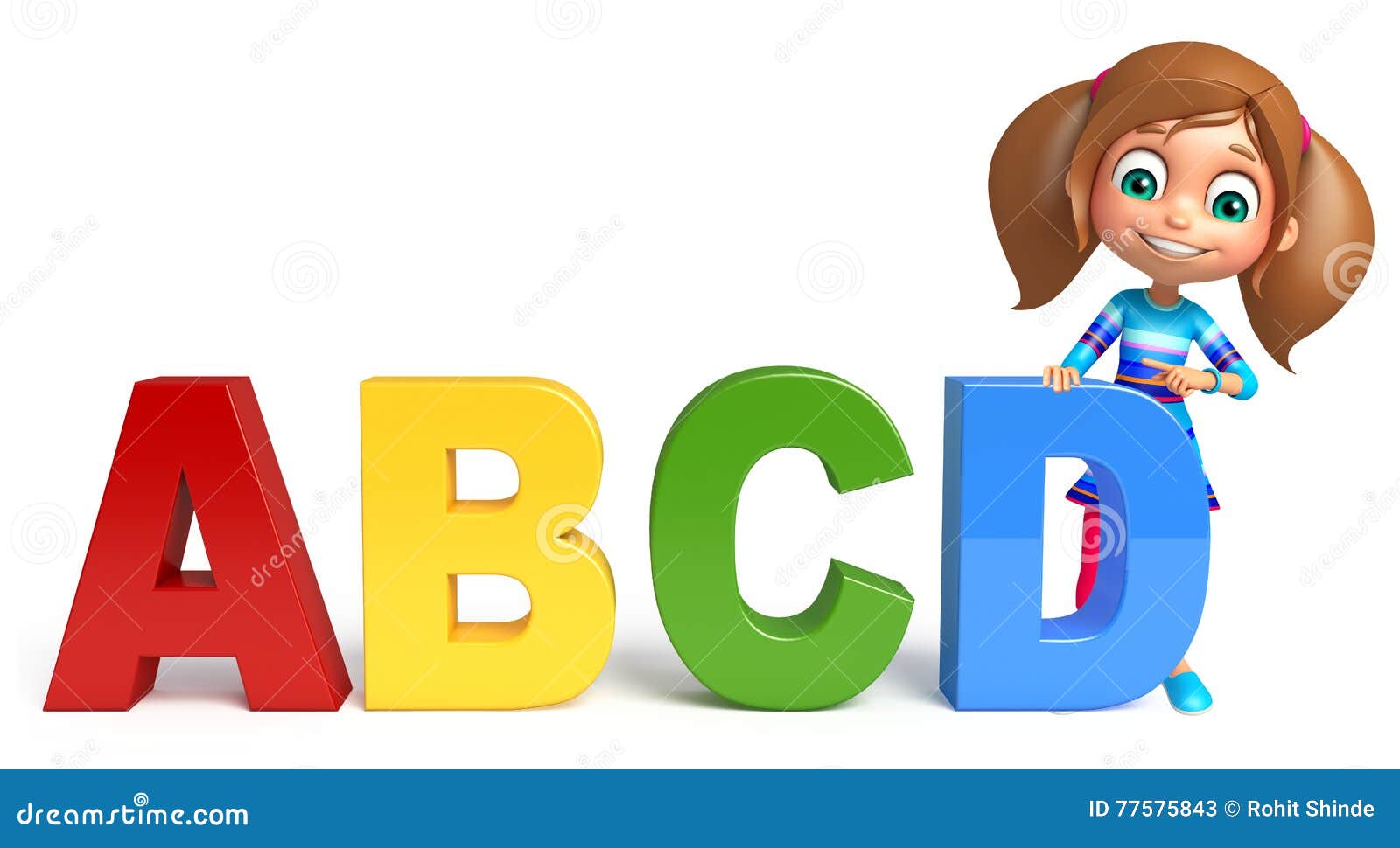 Kid Girl With ABCD Sign Stock Illustration | CartoonDealer.com #77482369