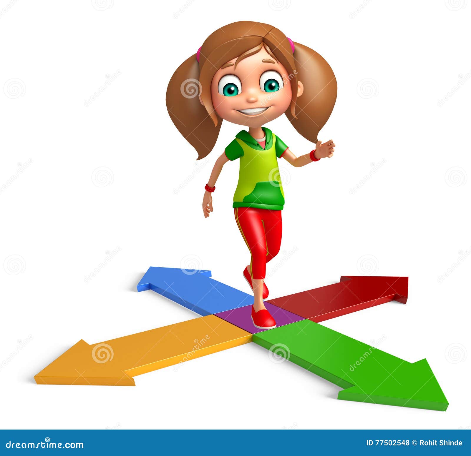 Kid girl with Arrow stock illustration. Illustration of study - 77502548