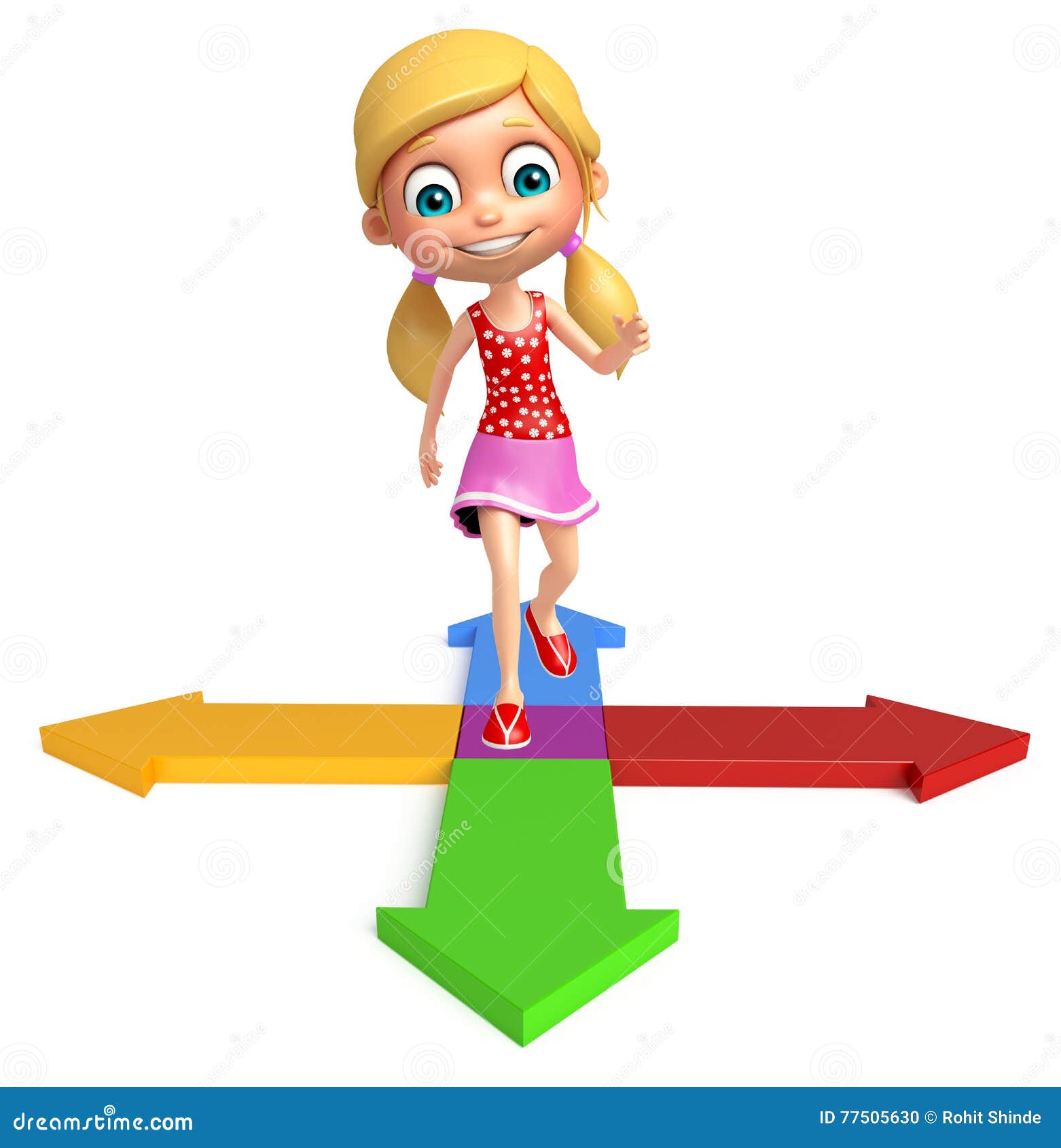 Kid girl with Arrow stock illustration. Illustration of student - 77505630