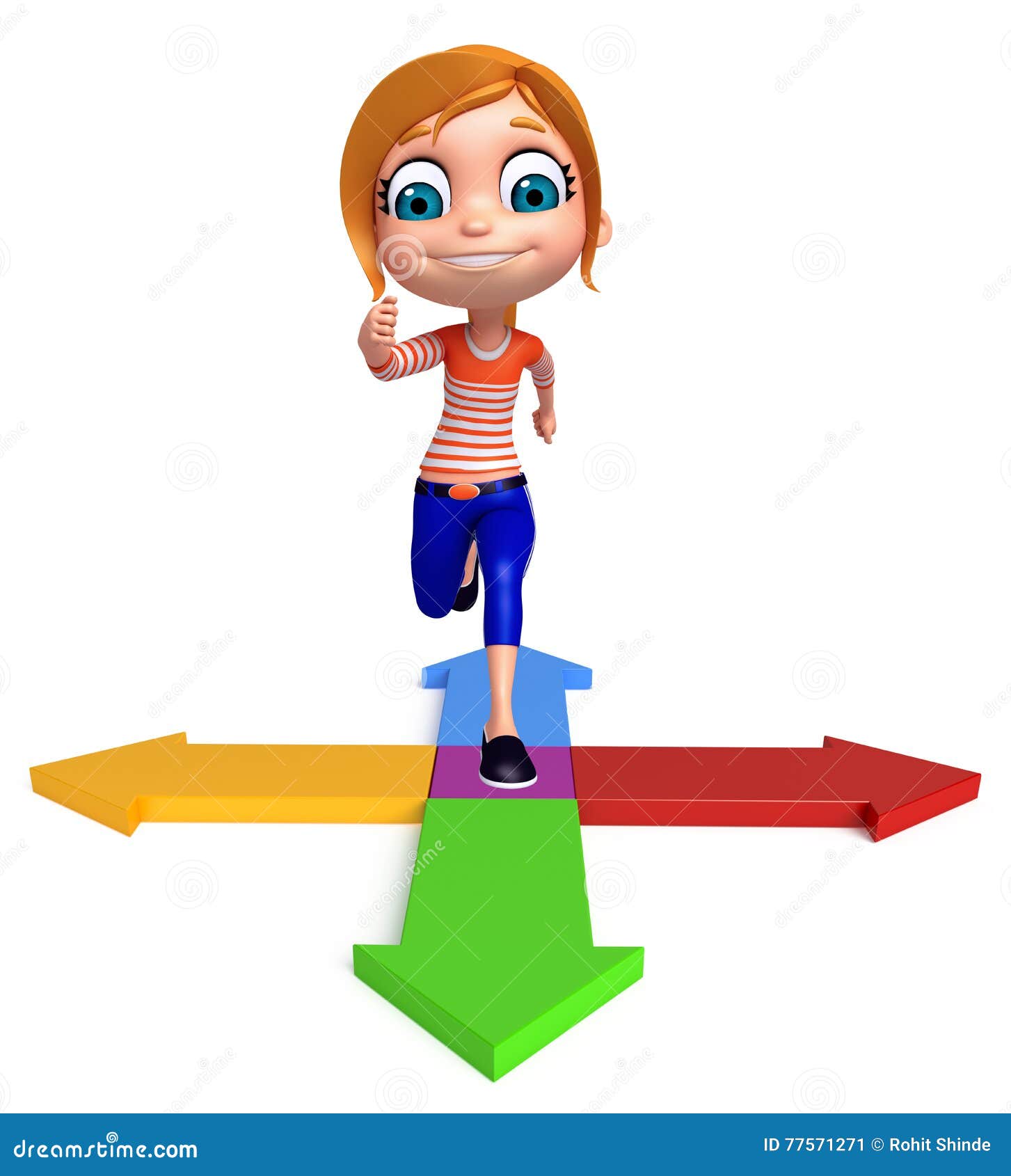 Kid girl with Arrow stock illustration. Illustration of education ...
