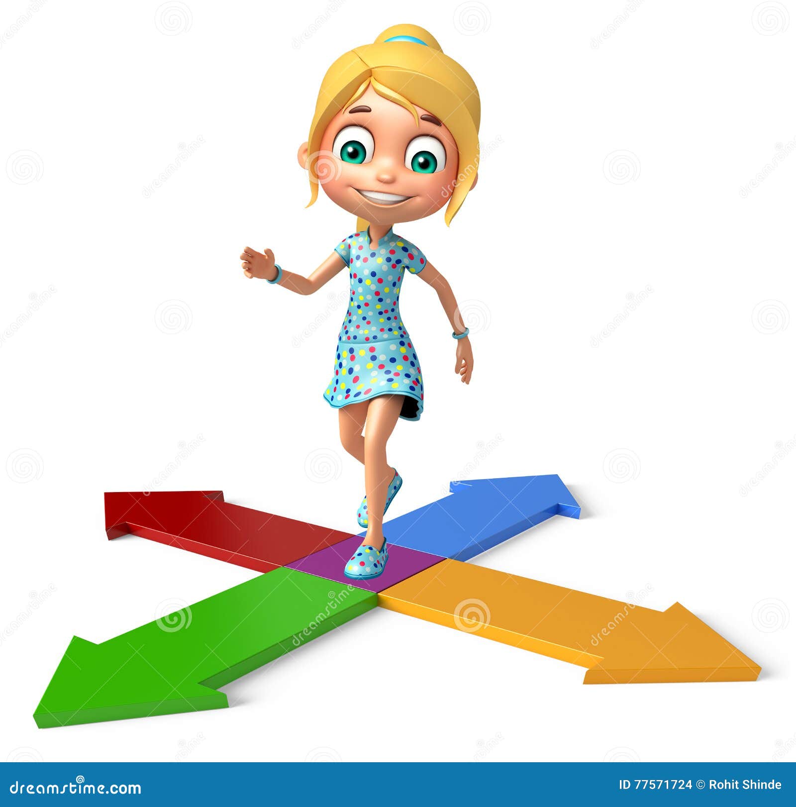 Kid girl with Arrow stock illustration. Illustration of young - 77571724