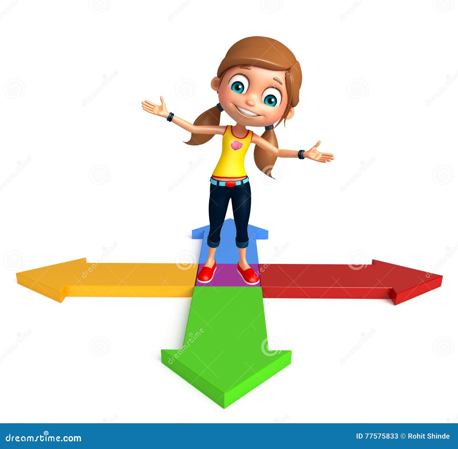 Kid girl with Arrow stock illustration. Illustration of happiness ...