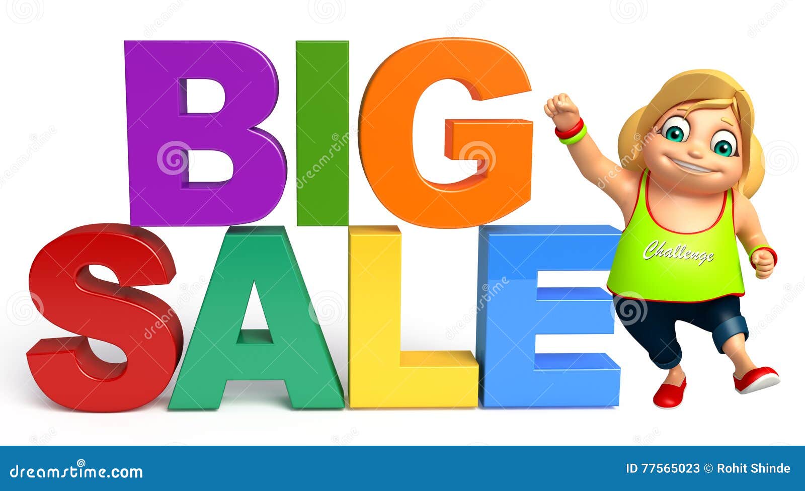 Kid girl with Bigsale stock illustration. Illustration of book - 77565023