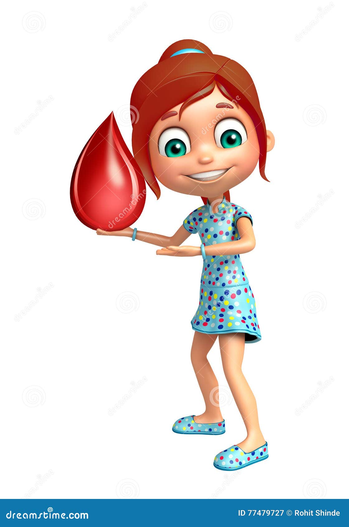Kid girl with Blood Drop stock illustration. Illustration of book ...