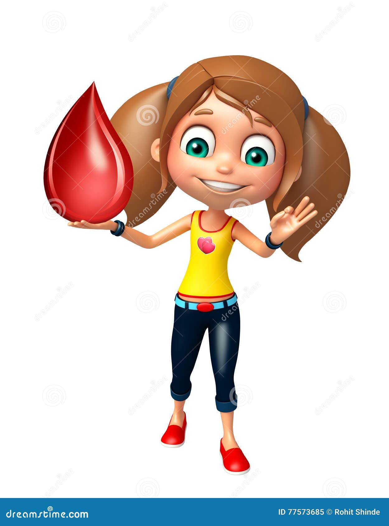 Kid girl with Blood drop stock illustration. Illustration of young ...