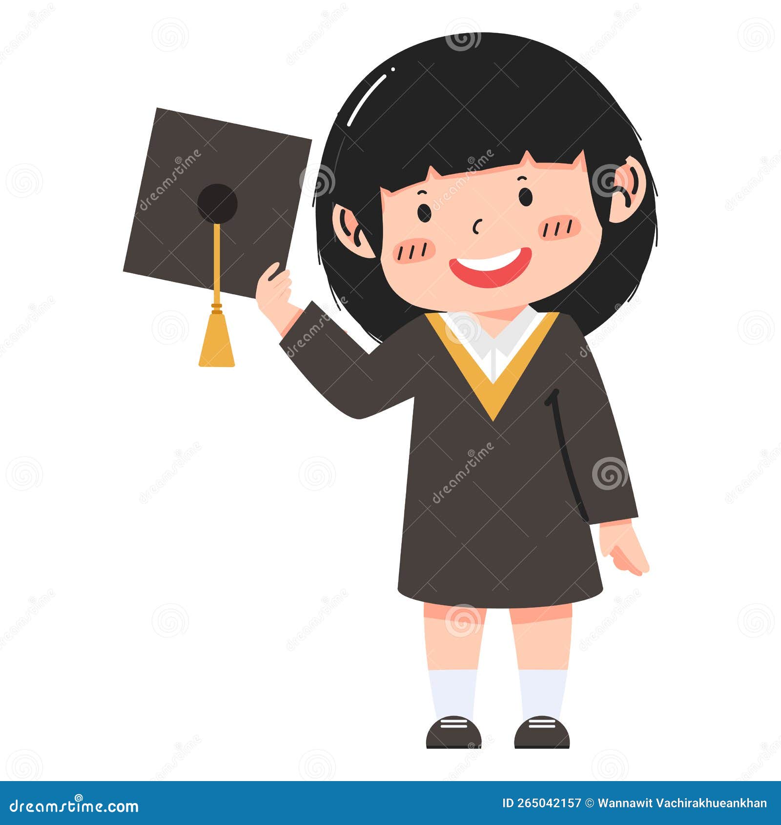 Kid Girl Cartoon Graduate Student Stock Vector - Illustration of ...
