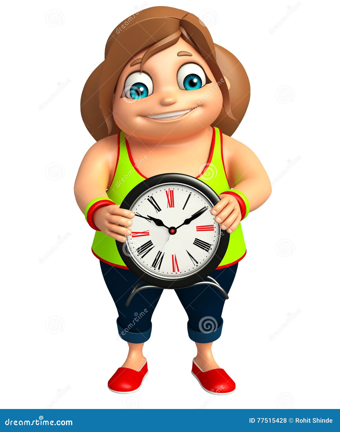 Kid girl with clock stock illustration. Illustration of preschooler ...
