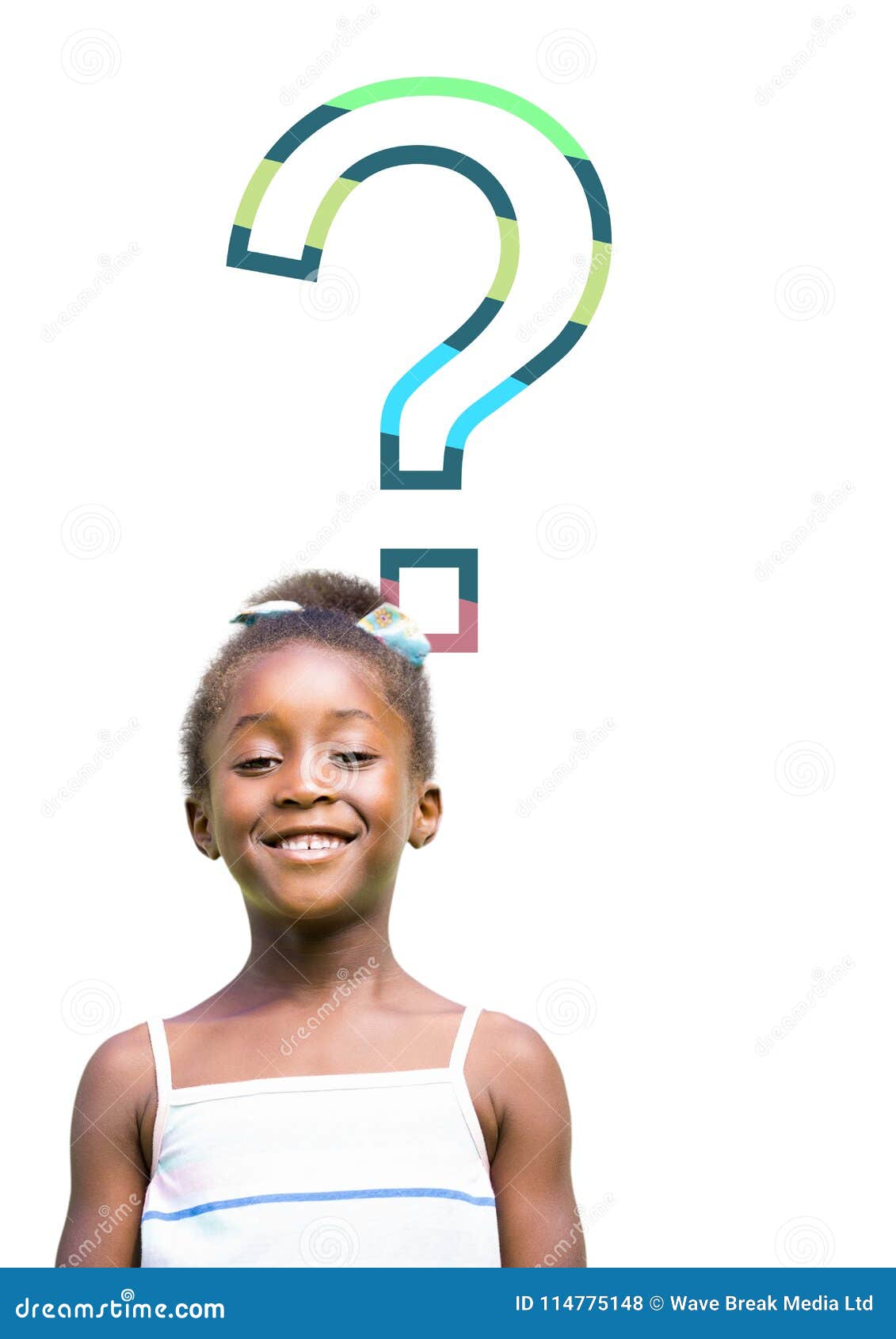 Kid Girl with Colorful Question Mark Stock Photo - Image of childhood ...