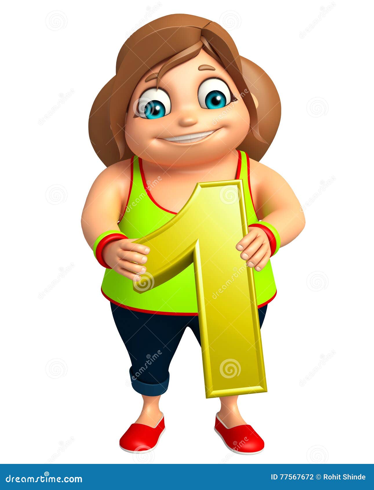 Kid girl with 1 Digit stock illustration. Illustration of smile - 77567672