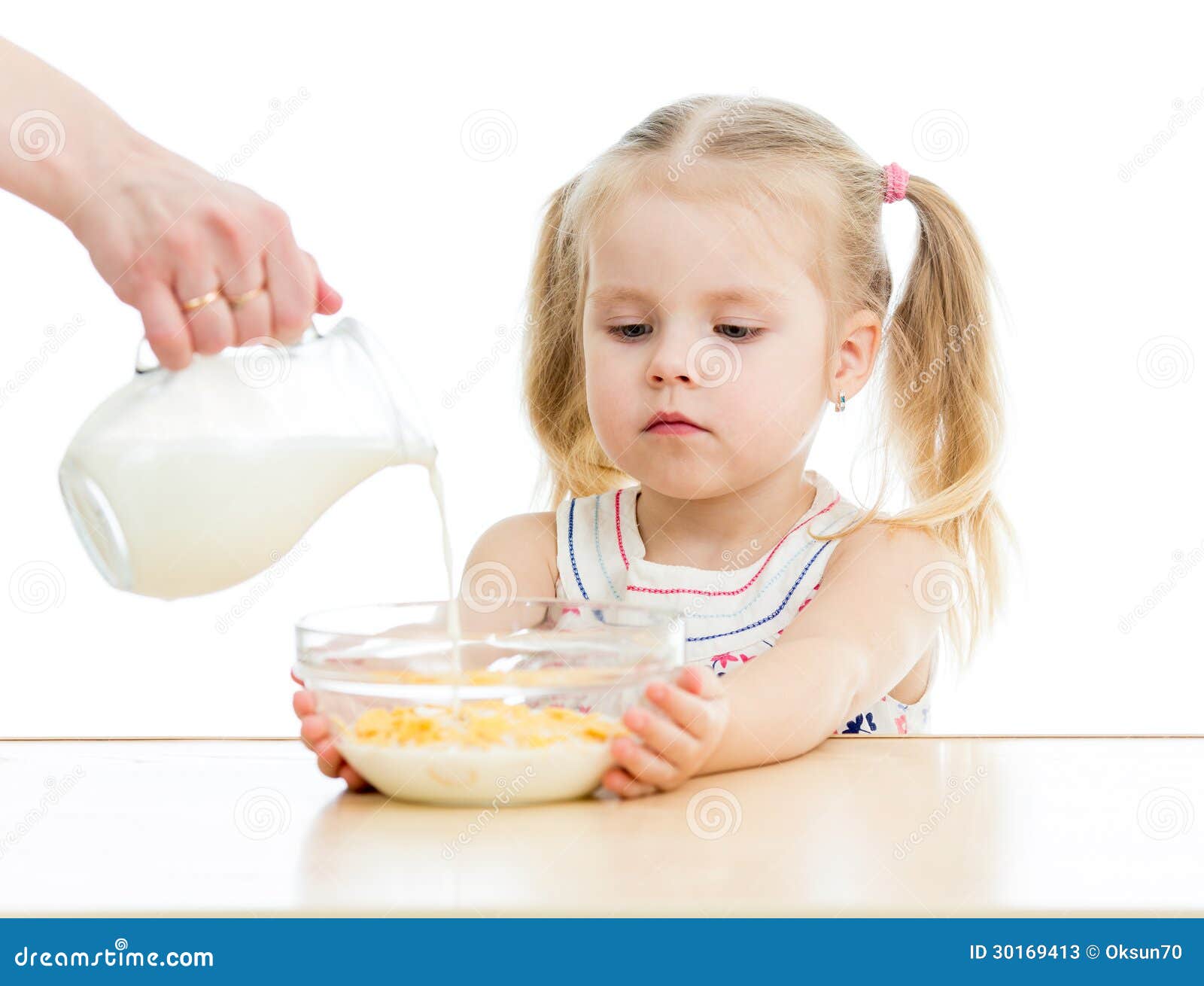 Kid Girl Eating Corn Flakes with Milk Stock Image - Image of child ...