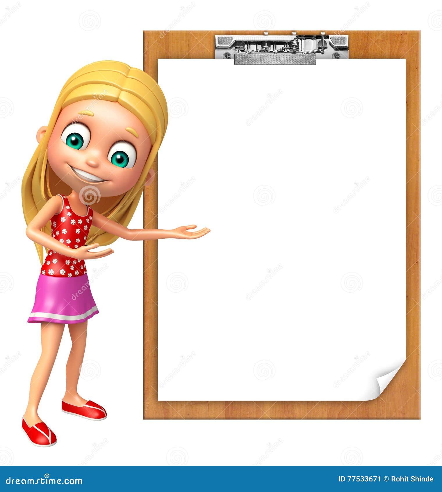 Kid girl with Exam pad stock illustration. Illustration of cheerful ...