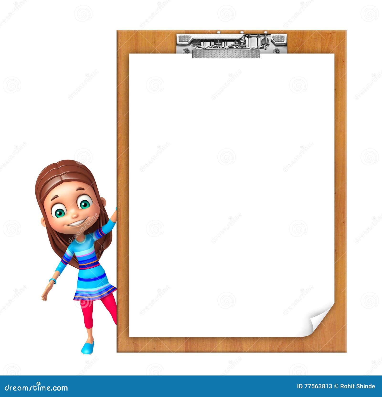 Kid girl with Exam pad stock illustration. Illustration of girl - 77563813