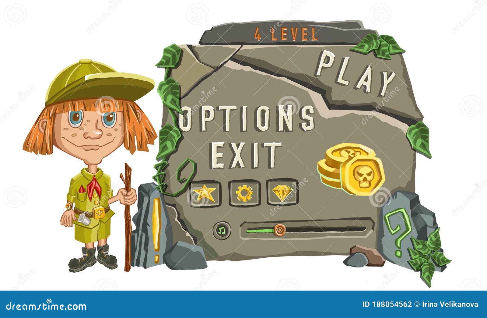 Kid Girl Explorer Following Path Stock Vector - Illustration of gear ...