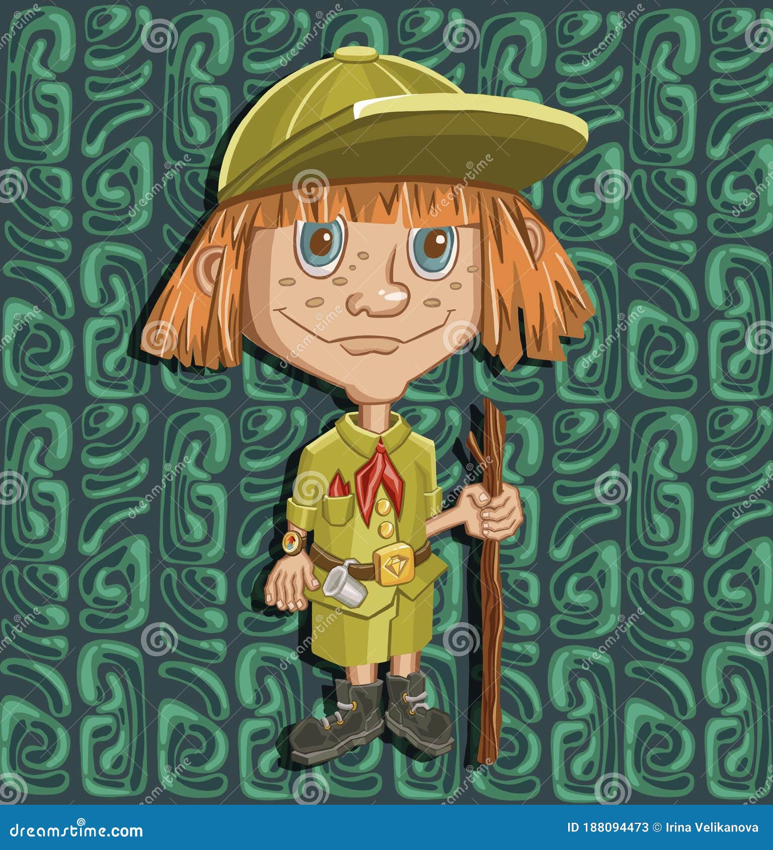 Kid Girl Explorer Following Path Stock Vector - Illustration of face ...