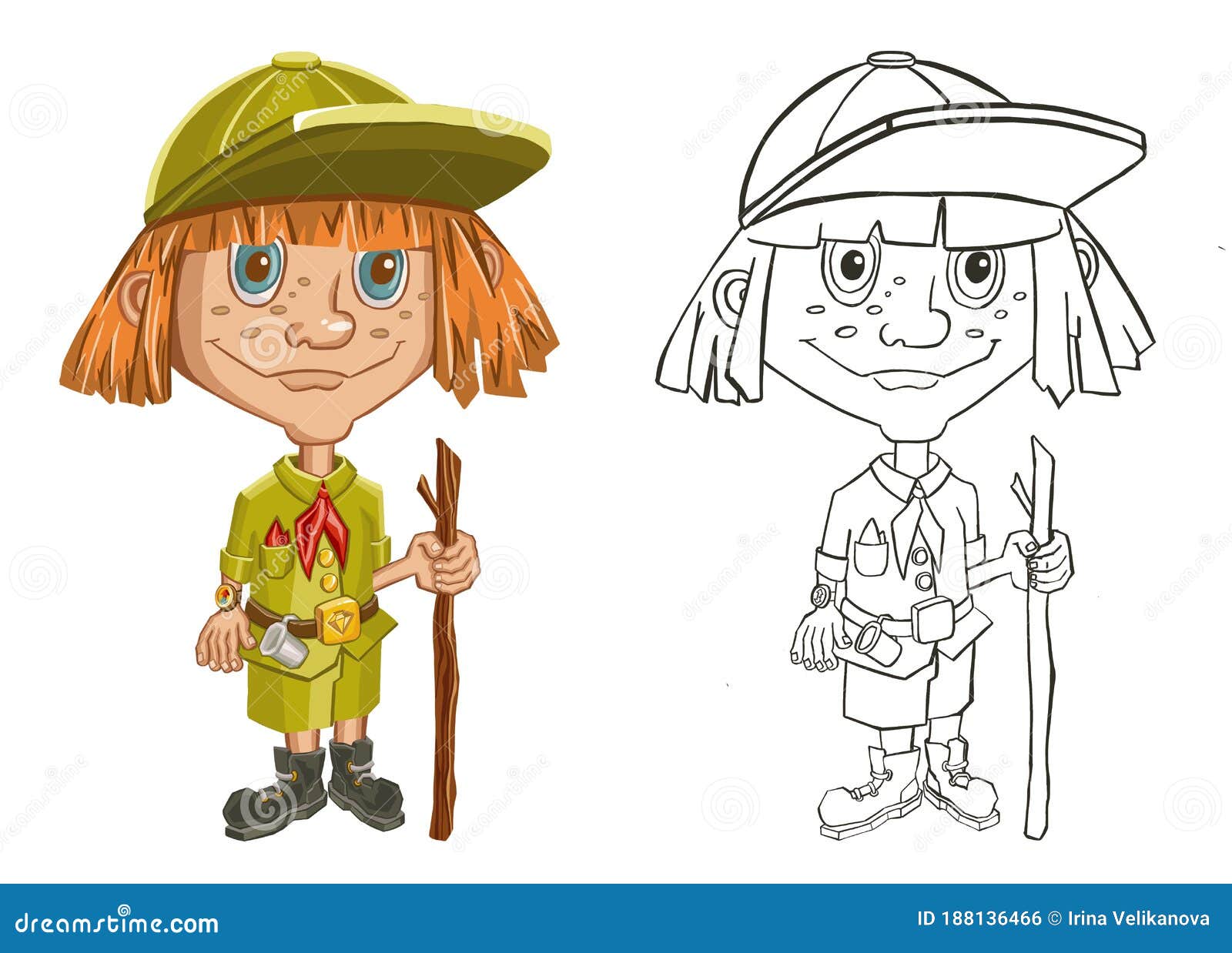 Kid Girl Explorer Following Path Stock Vector - Illustration of ...