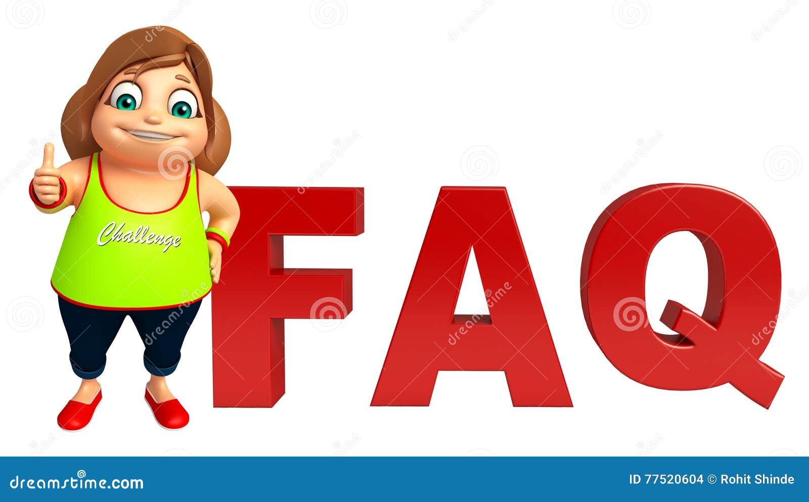 Kid girl with FAQ sign stock illustration. Illustration of cute - 77520604