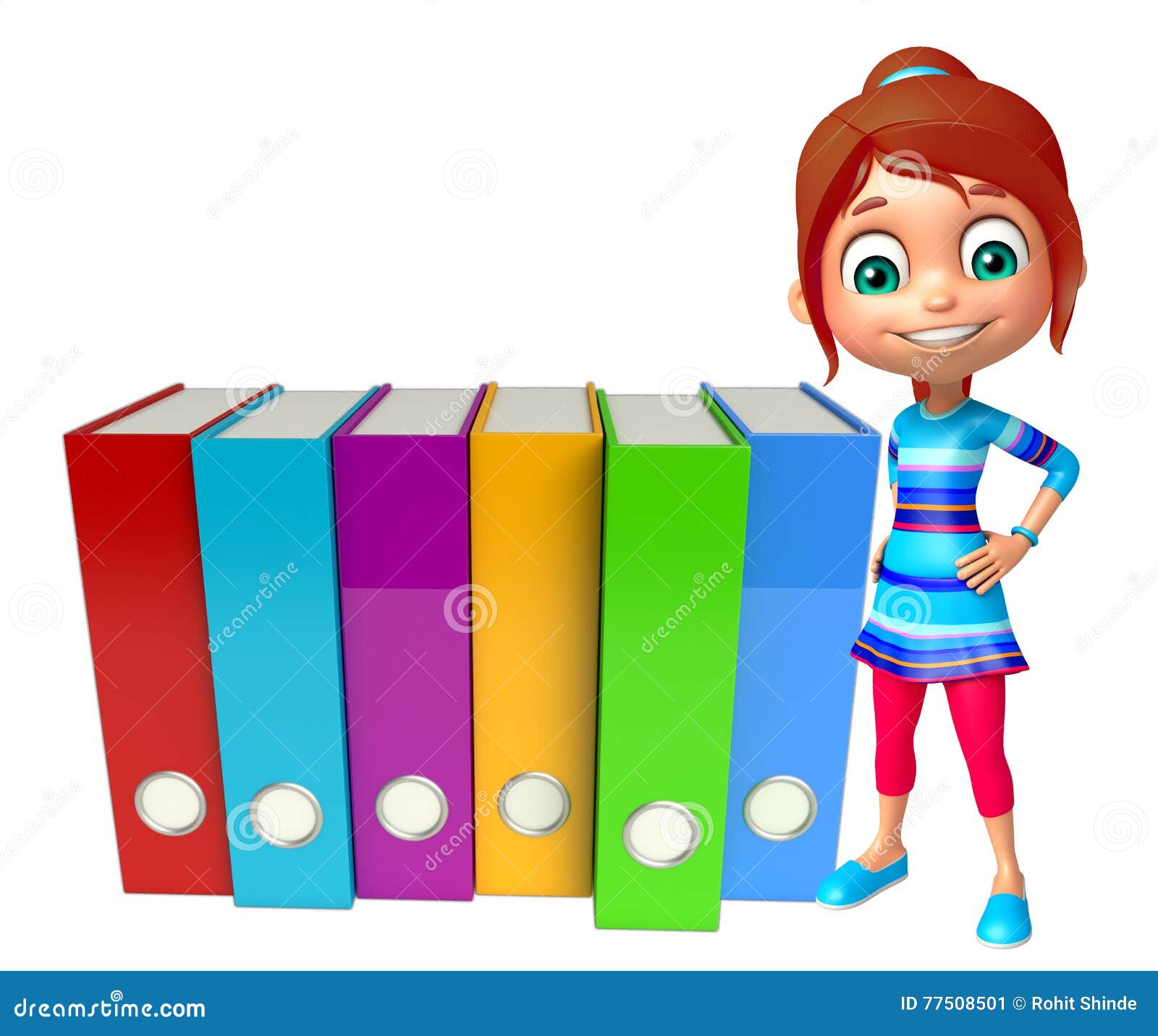 Kid girl with Files stock illustration. Illustration of educational ...