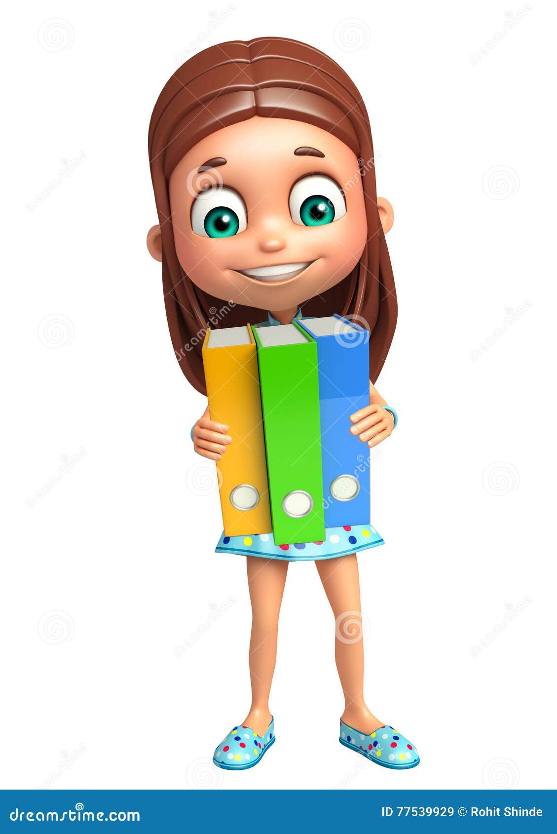 Kid girl with Files stock illustration. Illustration of cute - 77539929