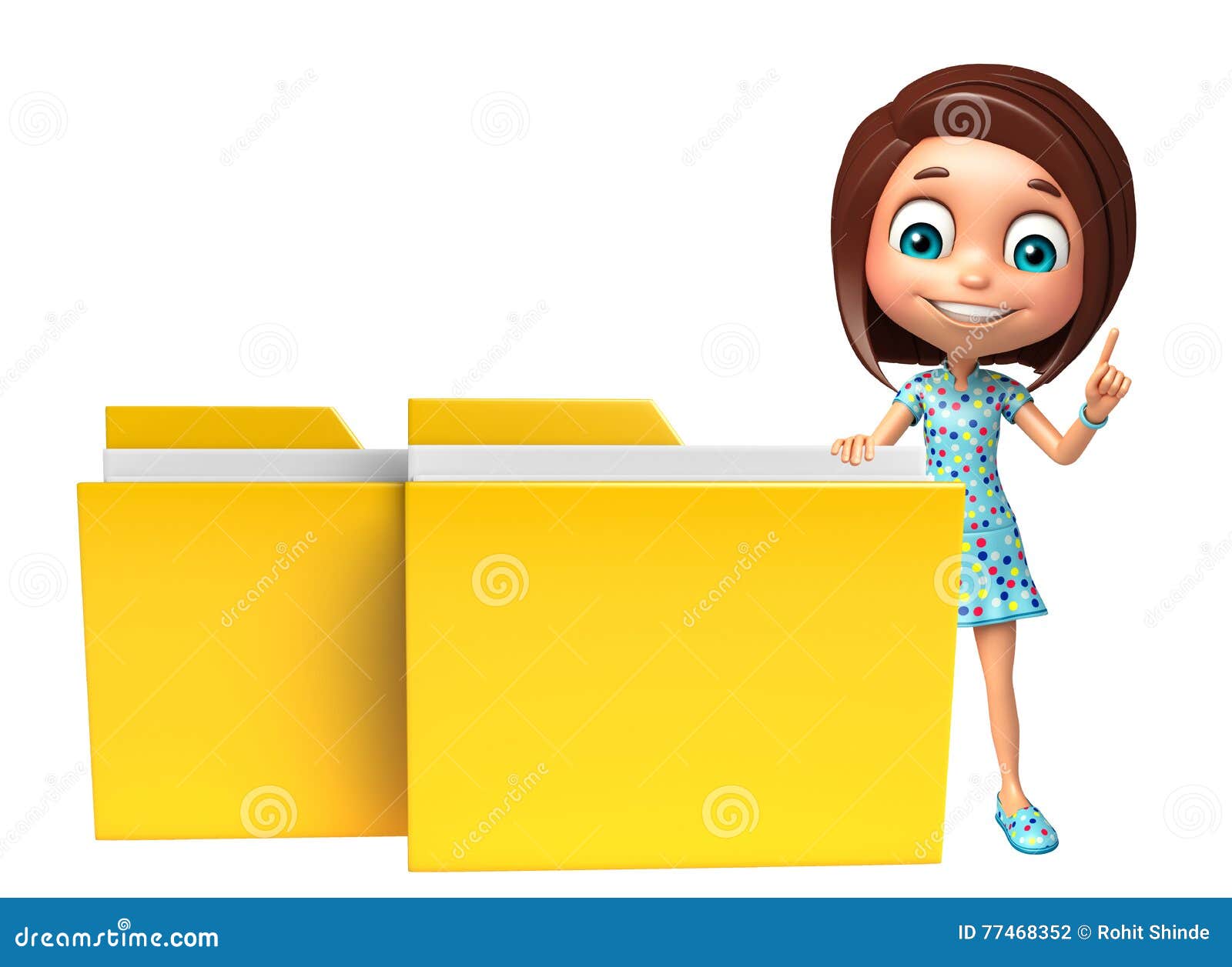Kid girl with Folder stock illustration. Illustration of clipart - 77468352