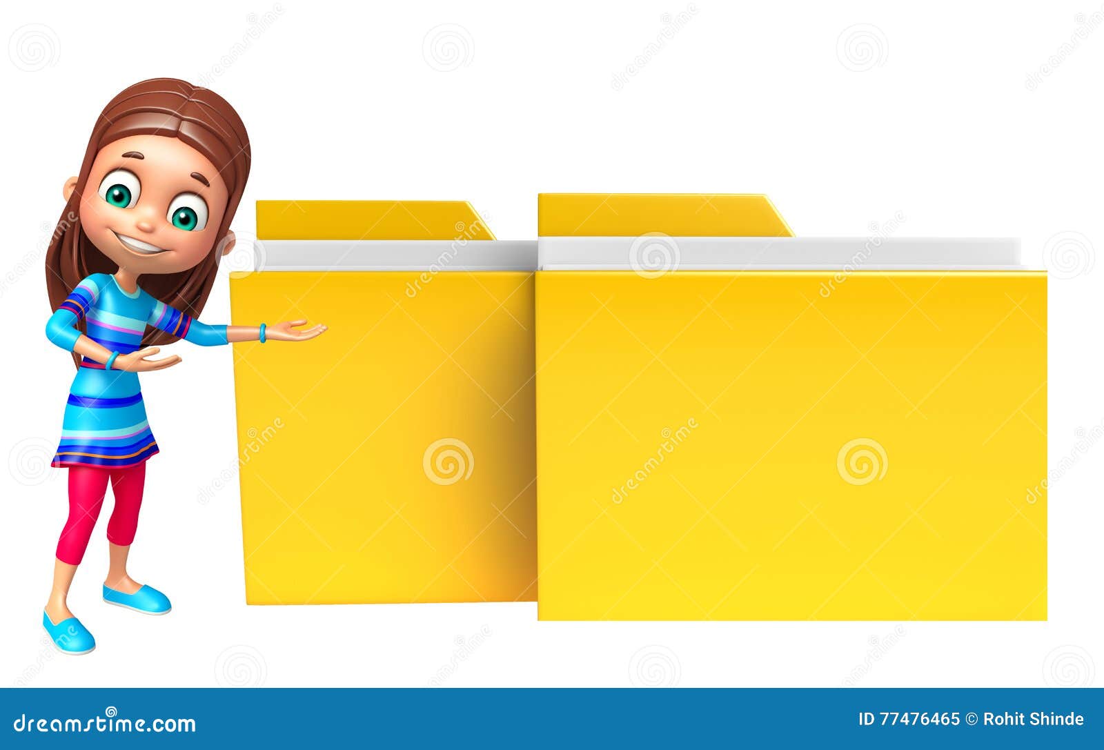 Kid girl with Folder stock illustration. Illustration of isolated ...