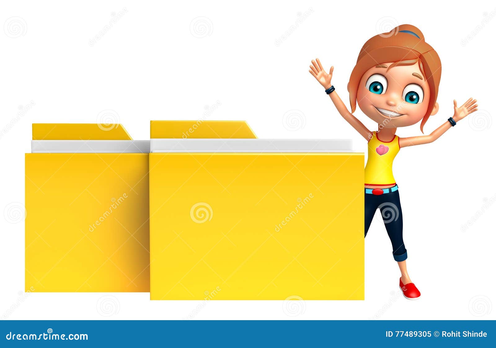 Kid girl with Folder stock illustration. Illustration of education ...