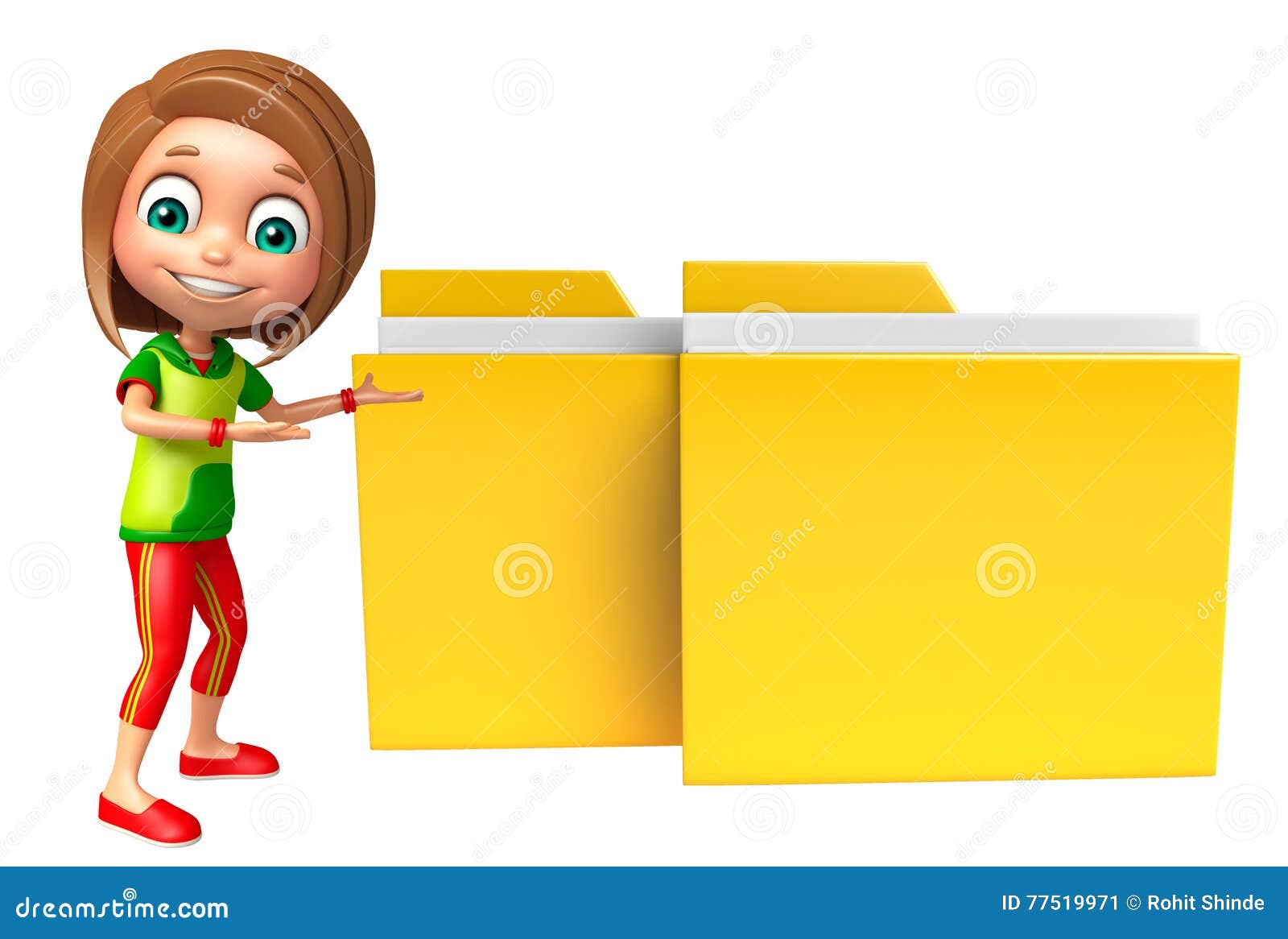 Kid girl with Folder stock illustration. Illustration of educational ...
