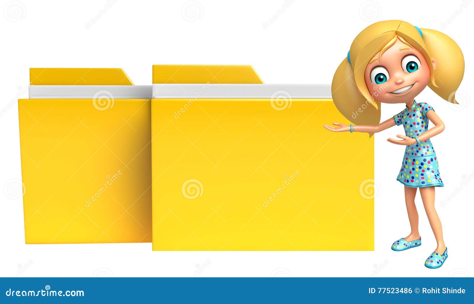 Kid girl with Folder stock illustration. Illustration of student - 77523486