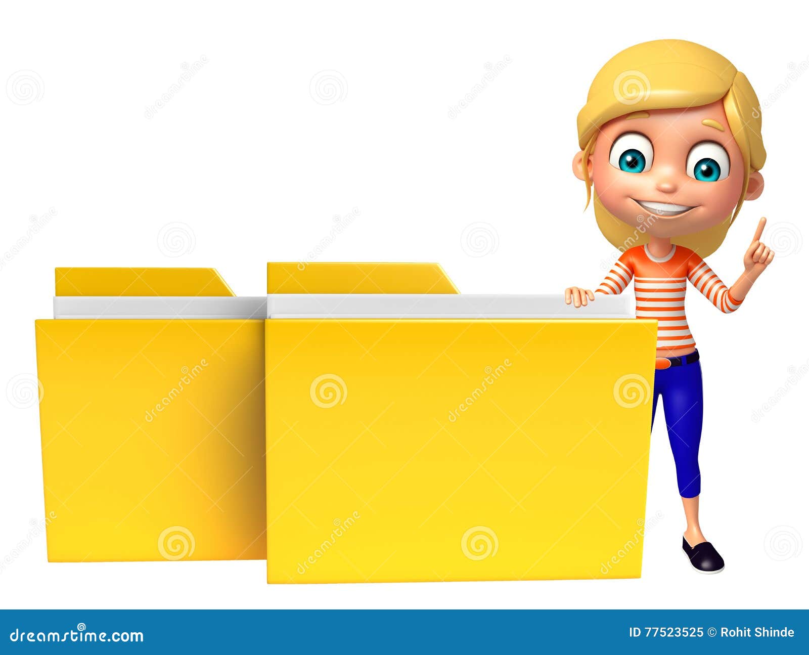 Kid girl with Folder stock illustration. Illustration of young - 77523525