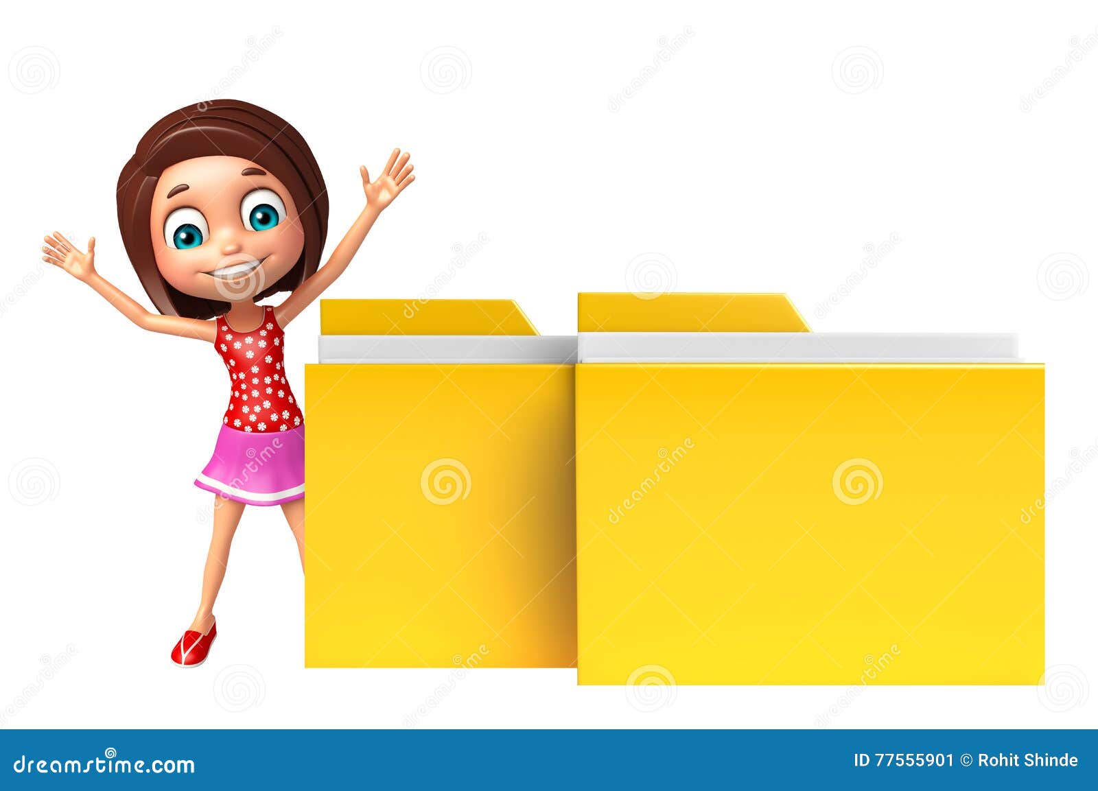 Kid girl with Folder stock illustration. Illustration of read - 77555901