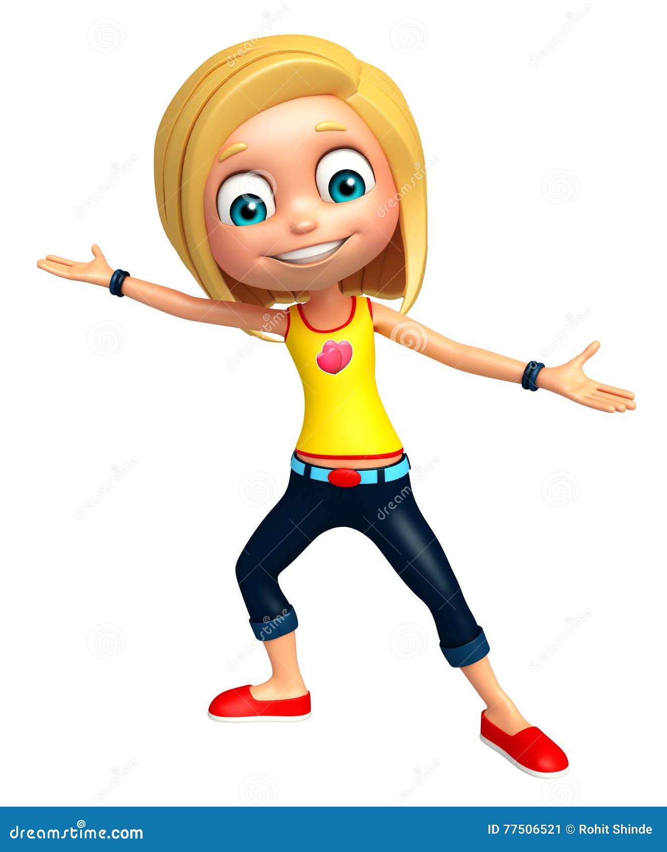 Kid girl with Funny pose stock illustration. Illustration of student ...