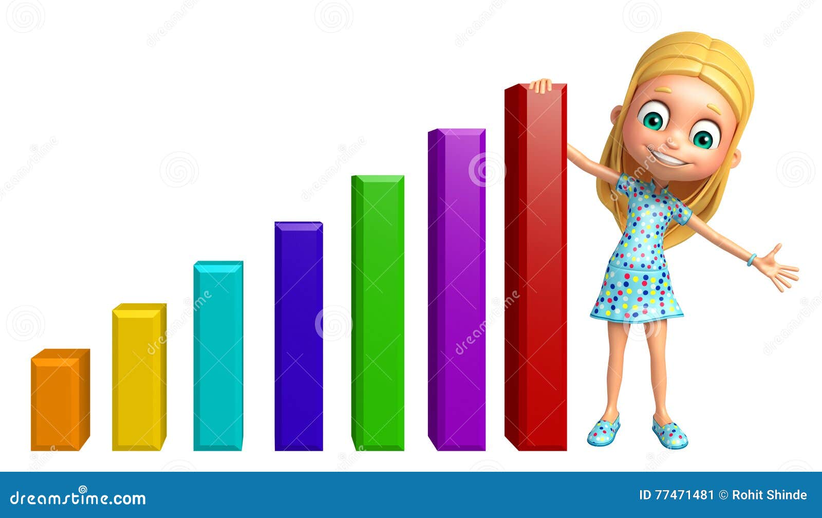 Kid girl with Graph stock illustration. Illustration of playful - 77471481
